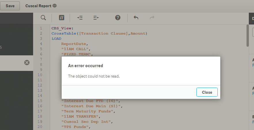 Solved: The Object Could not be read - Qlik Community - 8469