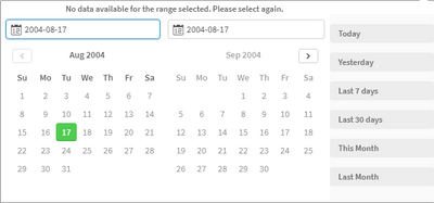 Date Range Picker "No data available for the range... - Qlik Community - 2076100