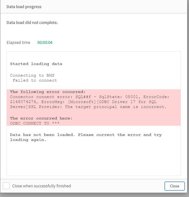 Qlik Sense SQL ODBC 17 error - Qlik Community - 2504292