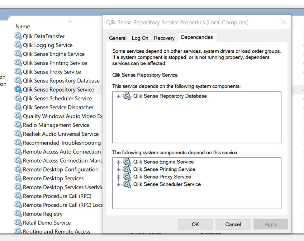 1068 The Dependency Service Or Group Failed To Sta Qlik Community