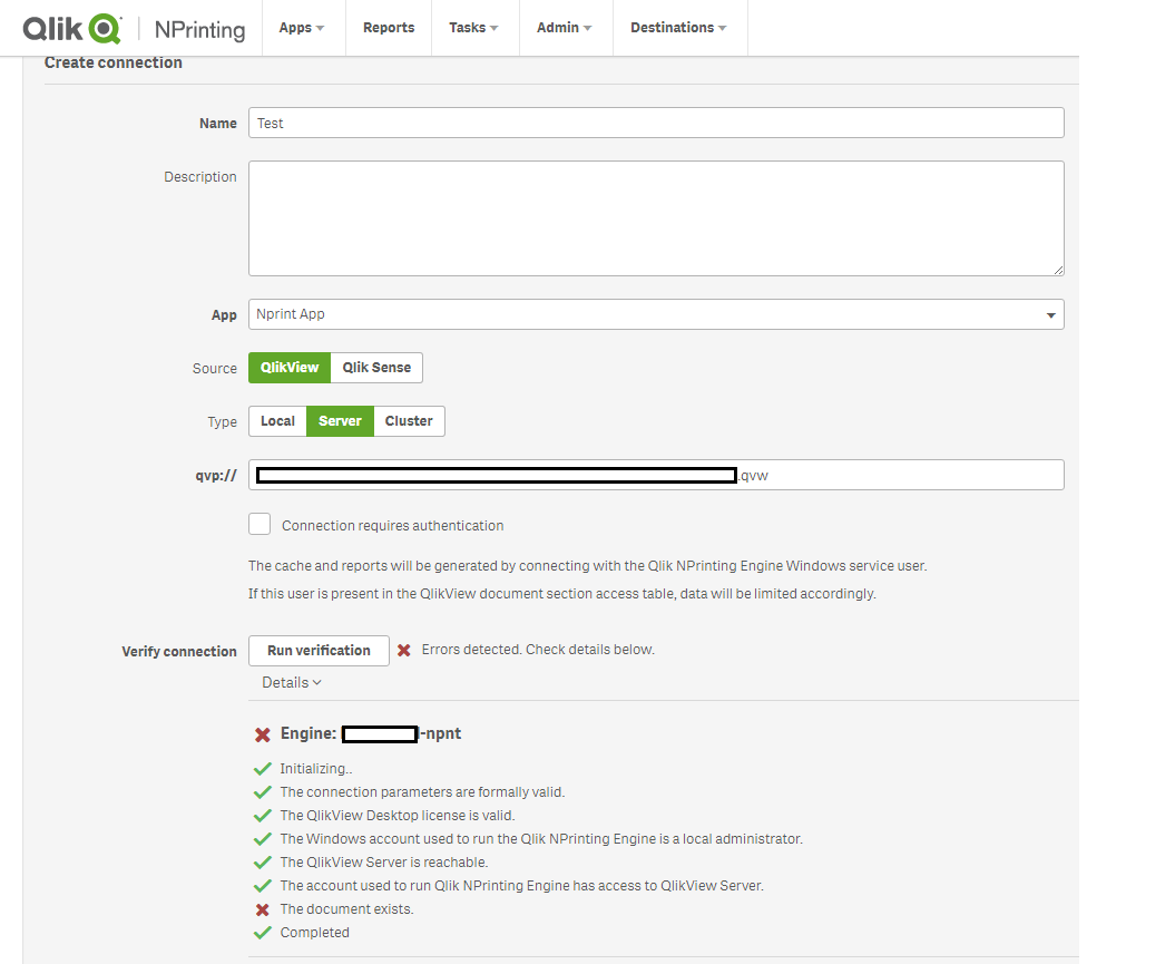 NPRINTING 17 - Connection problem (document exists... - Qlik Community ...