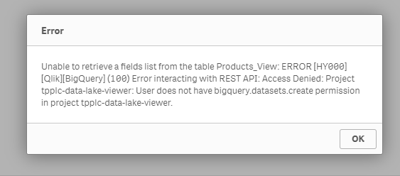 Qlik Sense BigQuery connector: Unable to retrieve ... - Qlik Community ...
