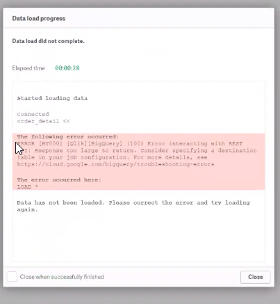 Google BigQuery connector: unable to extract data ... - Qlik Community ...