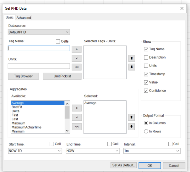 Uniformance PHD Excel - downloading an average va... - Qlik Community ...