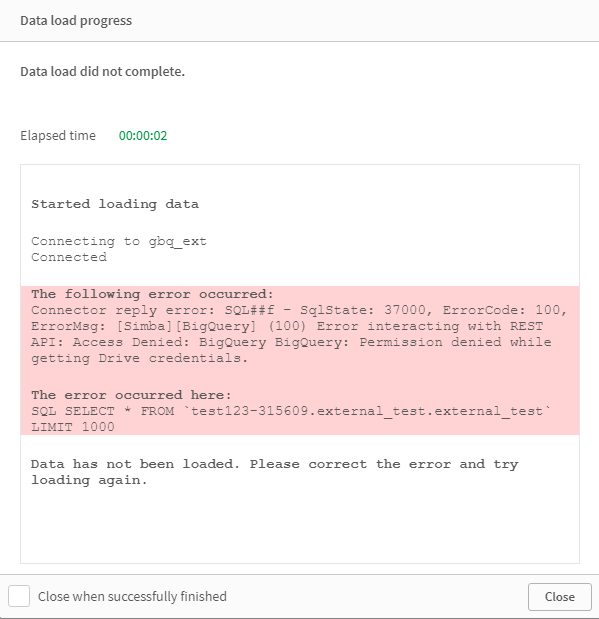 Qlik Google BigQuery connector error "Access Denie... - Qlik Community ...