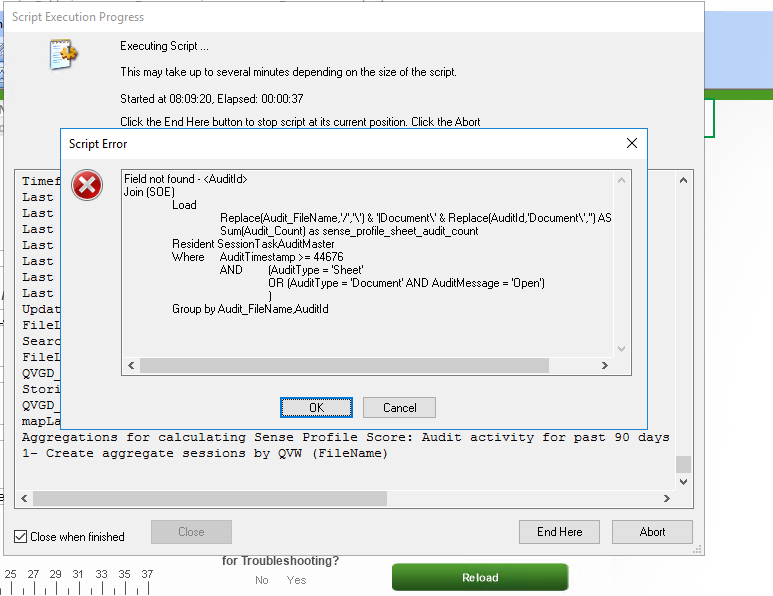 Governance Dashboard "Audit timestamp" error - Qlik Community - 1717905