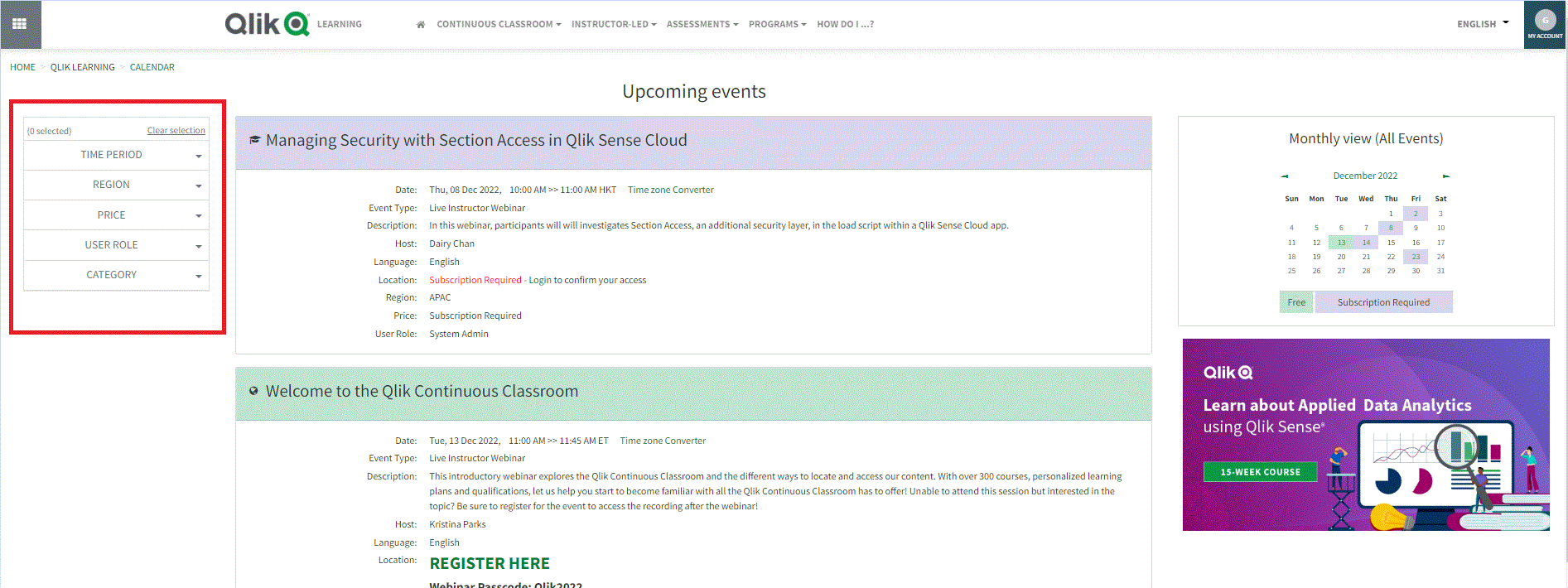 Register for Qlik Learning Events even easier Now! - Qlik Community ...