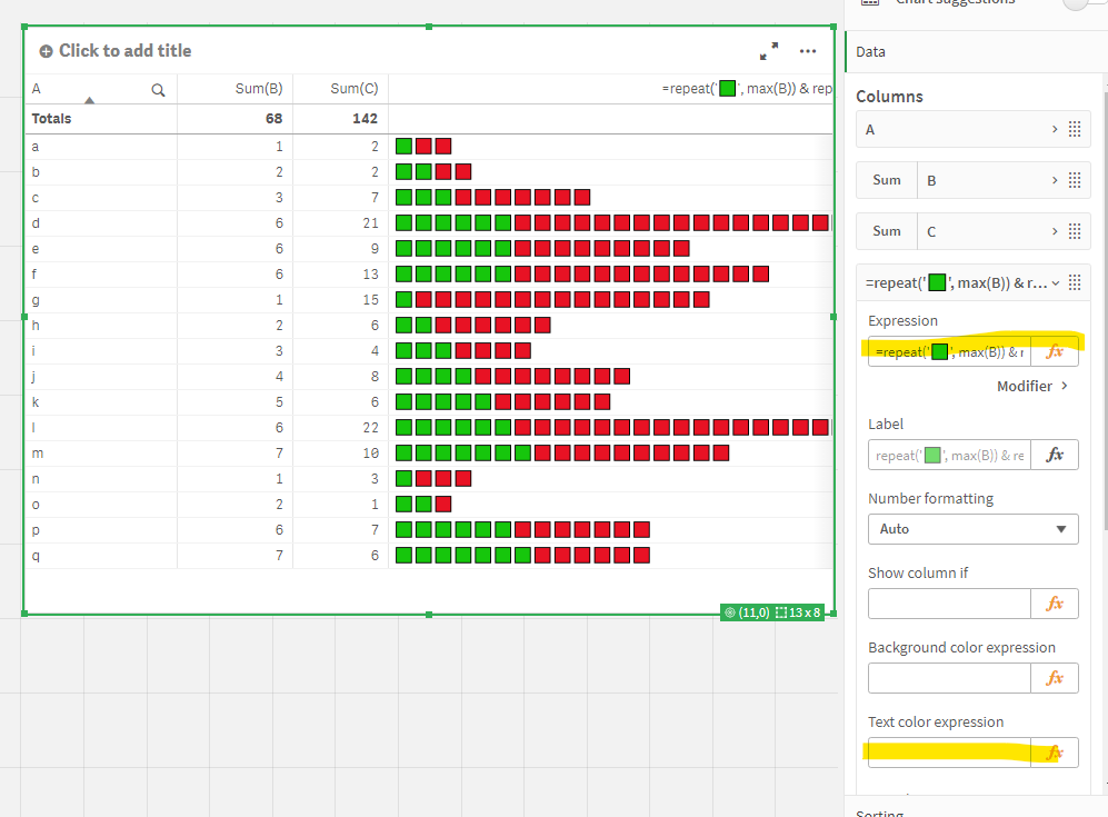 Solved: Colored bars in a table - Qlik Community - 2027702